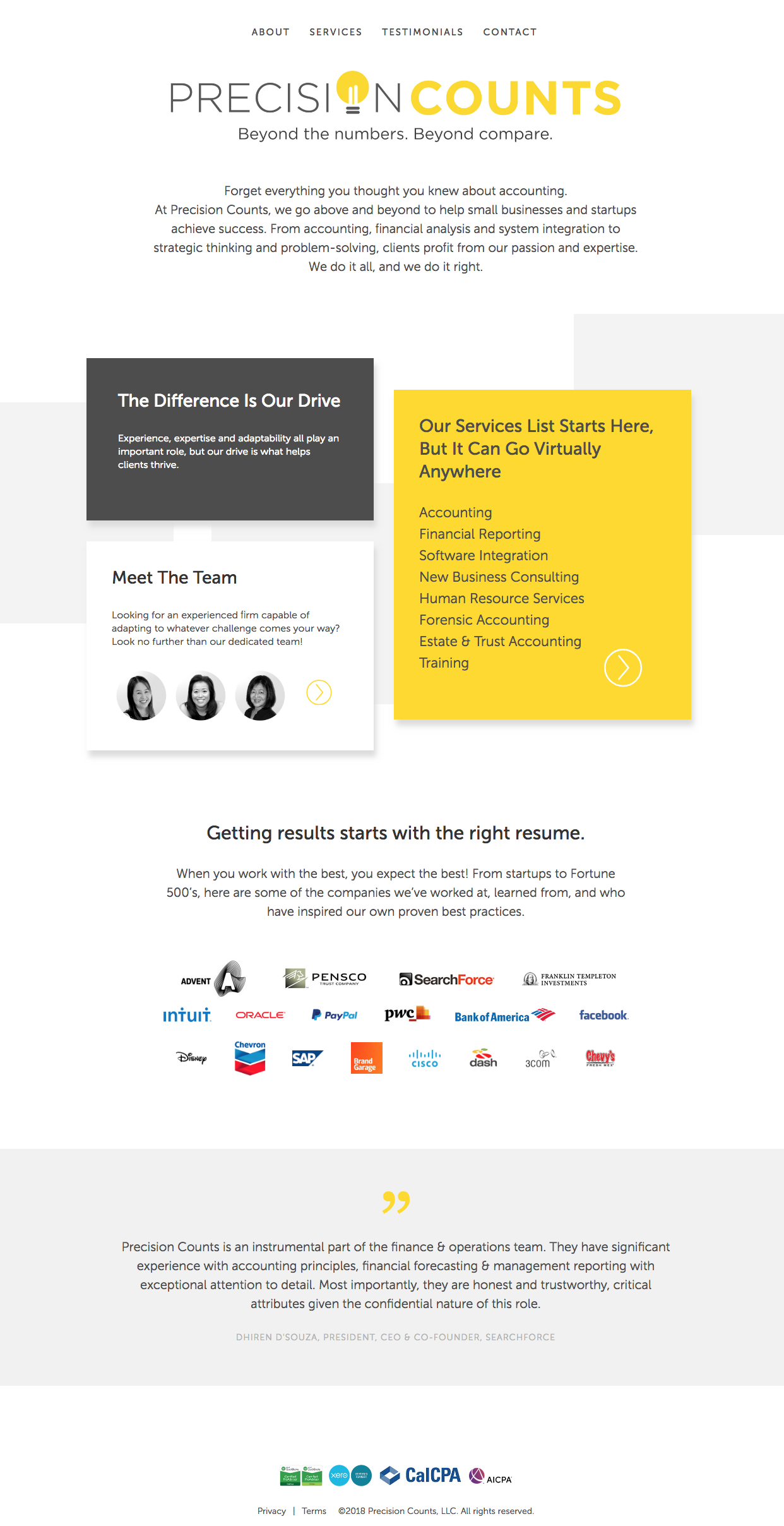 Client Project: Website Redesign for Precision Counts - EM Marketing