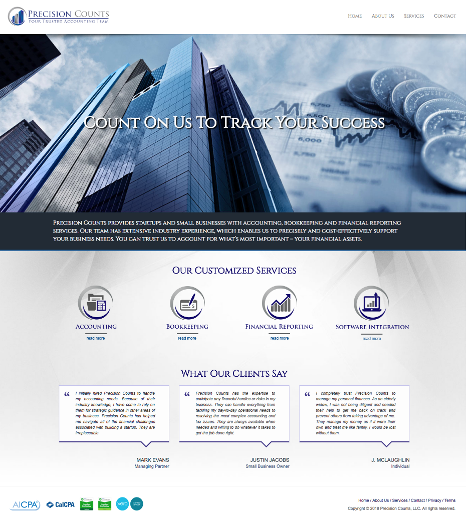 Client Project: Website Redesign for Precision Counts - EM Marketing